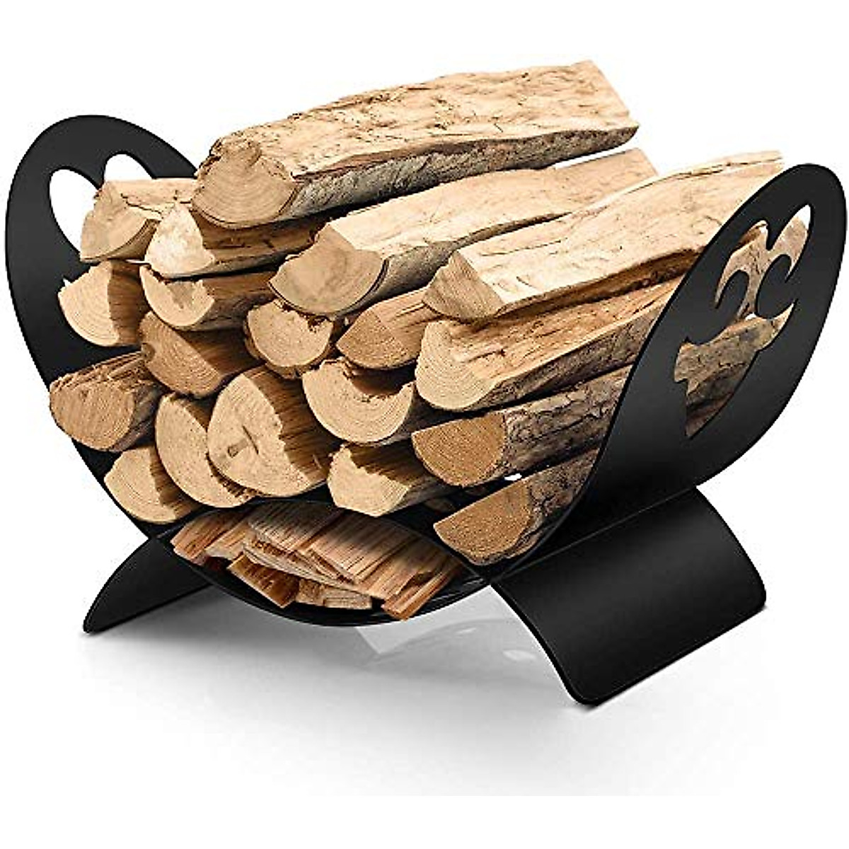 AMAGABELI GARDEN & HOME Fireplace Log Holder Firewood Basket Wrought Iron Fireset Wood Stove Stacking Rack Logs Bin Storage Container Tool Sets Metal Indoor Kindling Hearth Outdoor Accessories