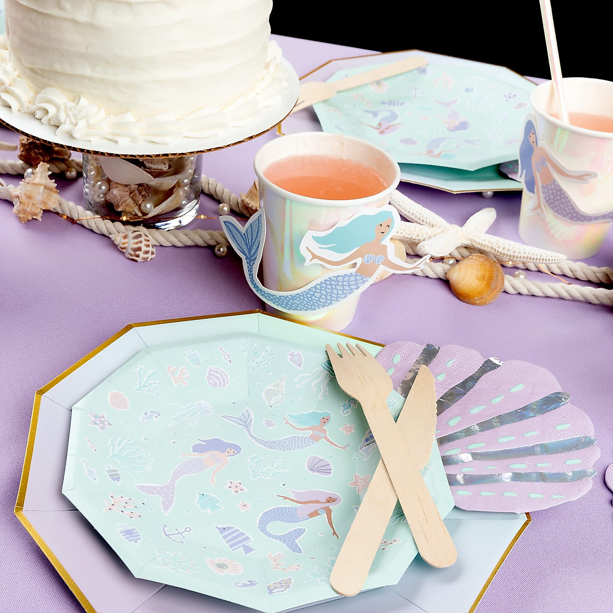 Coterie Unicorn Party Cups (Set of 10) - Party Cups For Unicorn Party, Birthday Party, Baby Shower - Unicorn Party Supplies | 9oz Iridescent Cups with Glitter Stick-On Unicorns | Paper