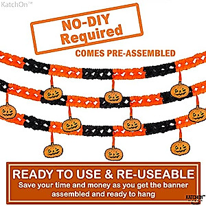 Halloween Pumpkin Garland - 10 Feet, 2 Pieces | Halloween Banner for Mantle | Halloween Garland, Halloween Birthday Party Decorations | I Smell Kids Halloween Decorations | Halloween Party Decorations