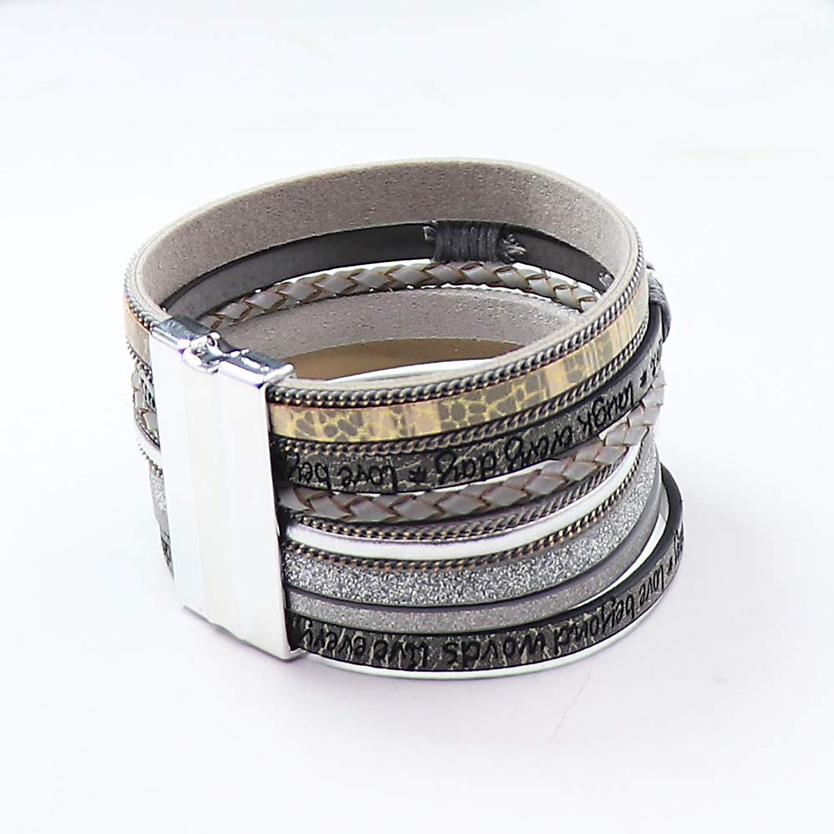 KSQS Tree of Life Multilayer Leather Wrap Bracelets，Boho Pearl Gorgeous Cuff Bracelet with Magnetic Buckle,Casual Bangle for Women