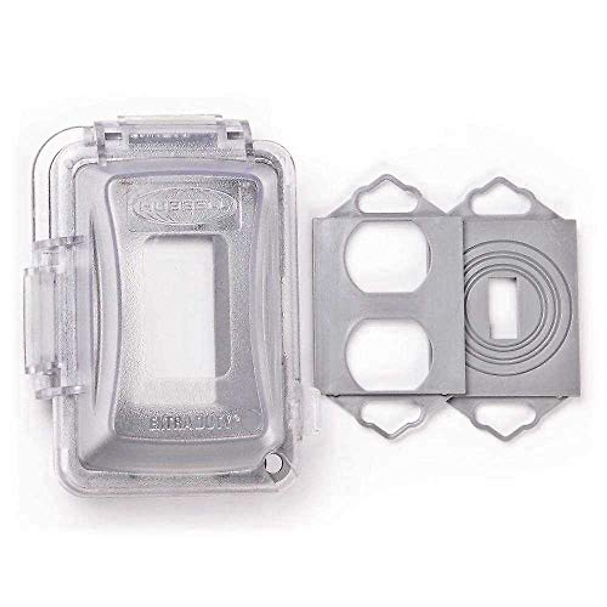 Leviton GFWT1-W Self, Resistant and Tamper, 15-Amp, White & TayMac MM420C 1-Gang Nonmetallic Extra Duty Weatherproof in-Use Horizontal/Vertical 16-in-1 Standard Cover, 2.75 in, Clear