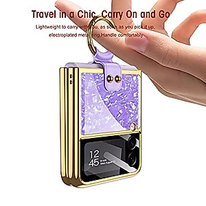 EAXER for Samsung Galaxy Z Flip 3 5G Case, Camera Lens Protection Ring Holder Case Luxury Plating Shockproof Phone Case Cover (Purple)