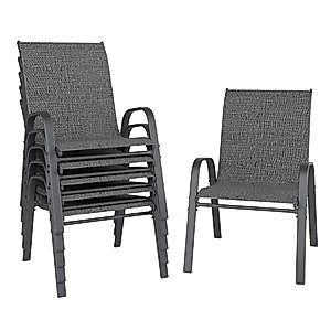 Redpick Patio Chairs Set of 6, Outdoor Dining Chairs Stackable for All Weather, Breathable Metal Modern Outside Furniture Chair for Pool Side, Garden, Backyard Deck, Dark Grey