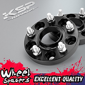 KSP 5X4.5 Wheel Spacers for Mustang Explorer, 1 inch 5x114.3mm Tire Spacers Adapters 25mm Thick 70.5mm Hub Bore with M14x1.5 Thread Pitch Fit for 2015-2024 Ford Mustang GT500 GT350 Mach 1 Black 4PCS