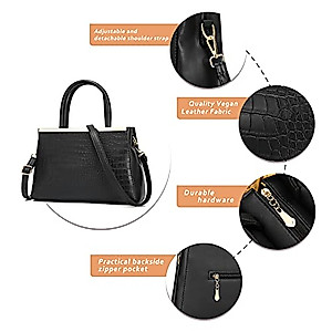 JHVYF Stylish Handbags for Women Fashion Shoulder Bags Crocodile Pattern Hobo Purse Classic Tote Satchel Black