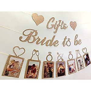 Concico Bridal Shower Decorations - Gifts Bride to be Banner and Photo Banner for Bridal Shower/Wedding/Engagement Party Kit Supplies Decorations decor(Rose Gold)