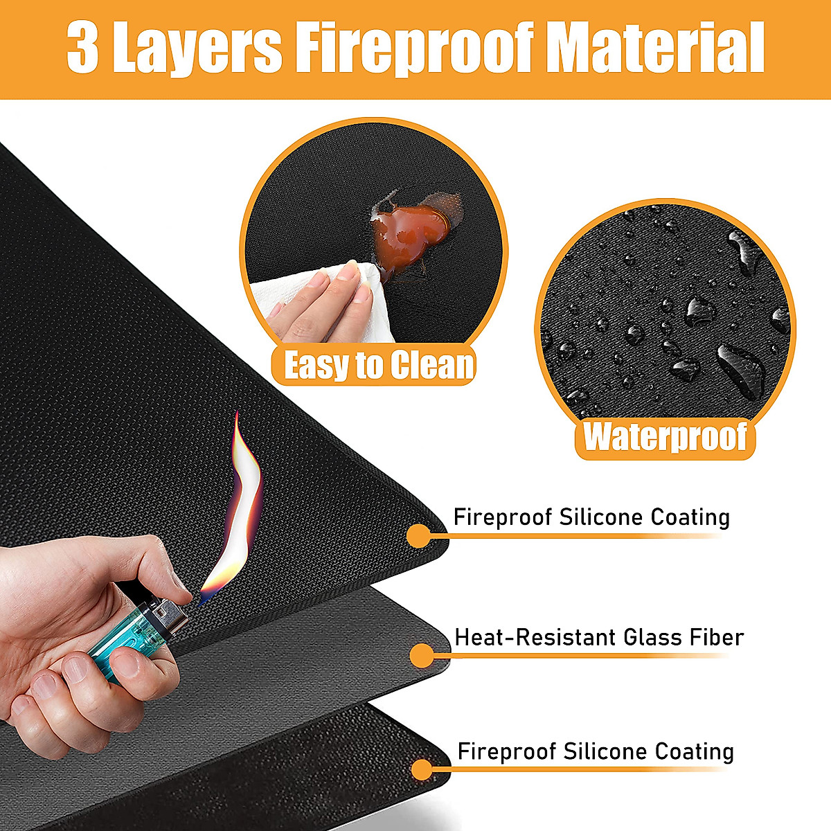 Amerbro Fireproof Induction Cooktop Protector - 23.5 x 11.5in (Magnetic) Induction Cooktop Mat for Electric Induction Stove - Heat Resistant & Waterproof - Prevent Scratches and Burns - Black