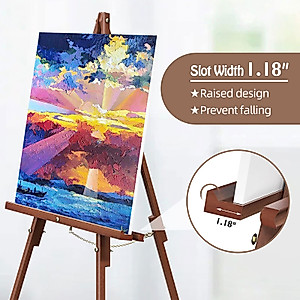 XvmeiMym Wooden Art Easel Stand - 63" Portable Tripod Wood Artist Easel - Adjustable Floor Poster Stand for Painting, Display Show, Wedding - Brown