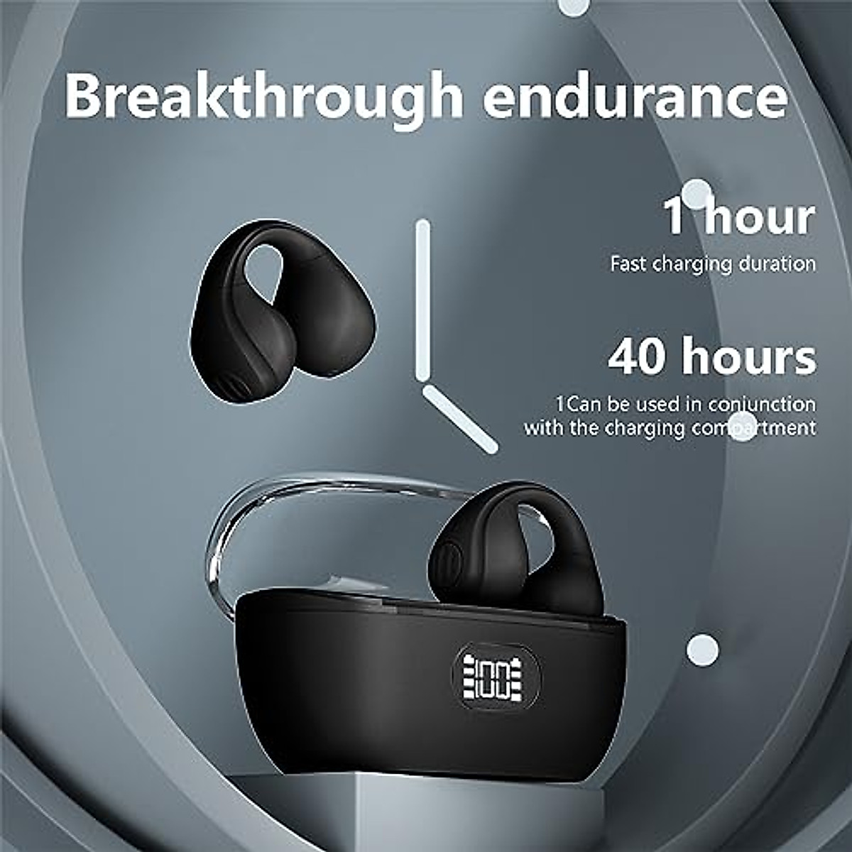 Headphones Wireless Bluetooth, Wireless Ear Clip Skeleton Conduction Headphones, Bluetooth 5.3 Waterproofs Open Ear Headphones, Bluetooth Headphones, Noise Cancelling Headphones for Sleeping,