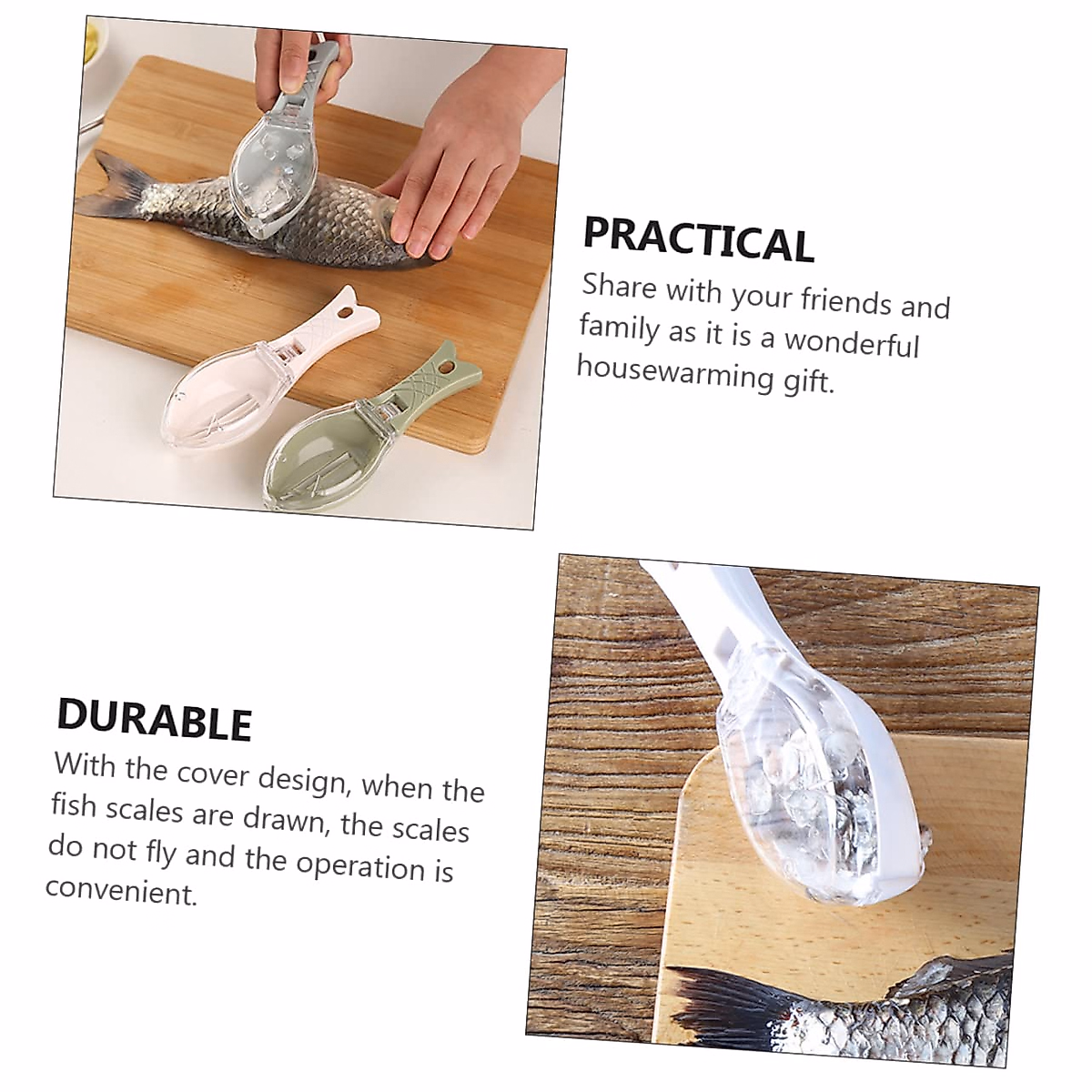 Holibanna 6 pcs Scale Remover Fish Cleaning kit Shrimp deveiner Tool frogmore Shrimp Cleaner Fish Scaler Shrimp Peeler and deveiner Tool Coconut Grater Tools as Peeling Machine with Cover