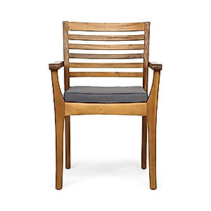 Christopher Knight Home Patio Dining Chairs, Teak Finish + Dark Gray