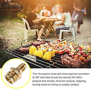 GUOFALDE 1LB Portable Propane Tank Cansiter Regulator Adapter Connection to 3/8" Male Flare (5/8"-18UNF) Thread, Portable Camping Grill Stove Parts for Heaters, Burner, Cooker, Fire Pit Parts