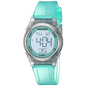 Armitron Sport Women's 45/7102TTL Digital Chronograph Translucent Matte Teal Resin Strap Watch