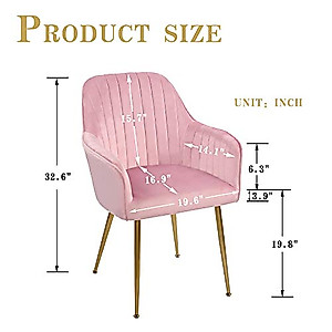 thksbought Set of 2 Velvet Dinning Chairs, Upholstered Accent Chairs with Gold Plating Legs for Living Room Chairs(Pink)