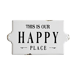 Creative Co-Op Distressed Metal Sentimental Wall Sign, “This is Our Happy Place”