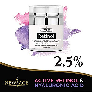NEW AGE Retinol Cream Neck & Facial Moisturizer Serum with Hyaluronic Acid, Vitamin E - Anti Aging Formula Reduces Wrinkles, Fine Lines-Day and Night Cream 1.7 Fl Oz - 2 Pack - Retinol