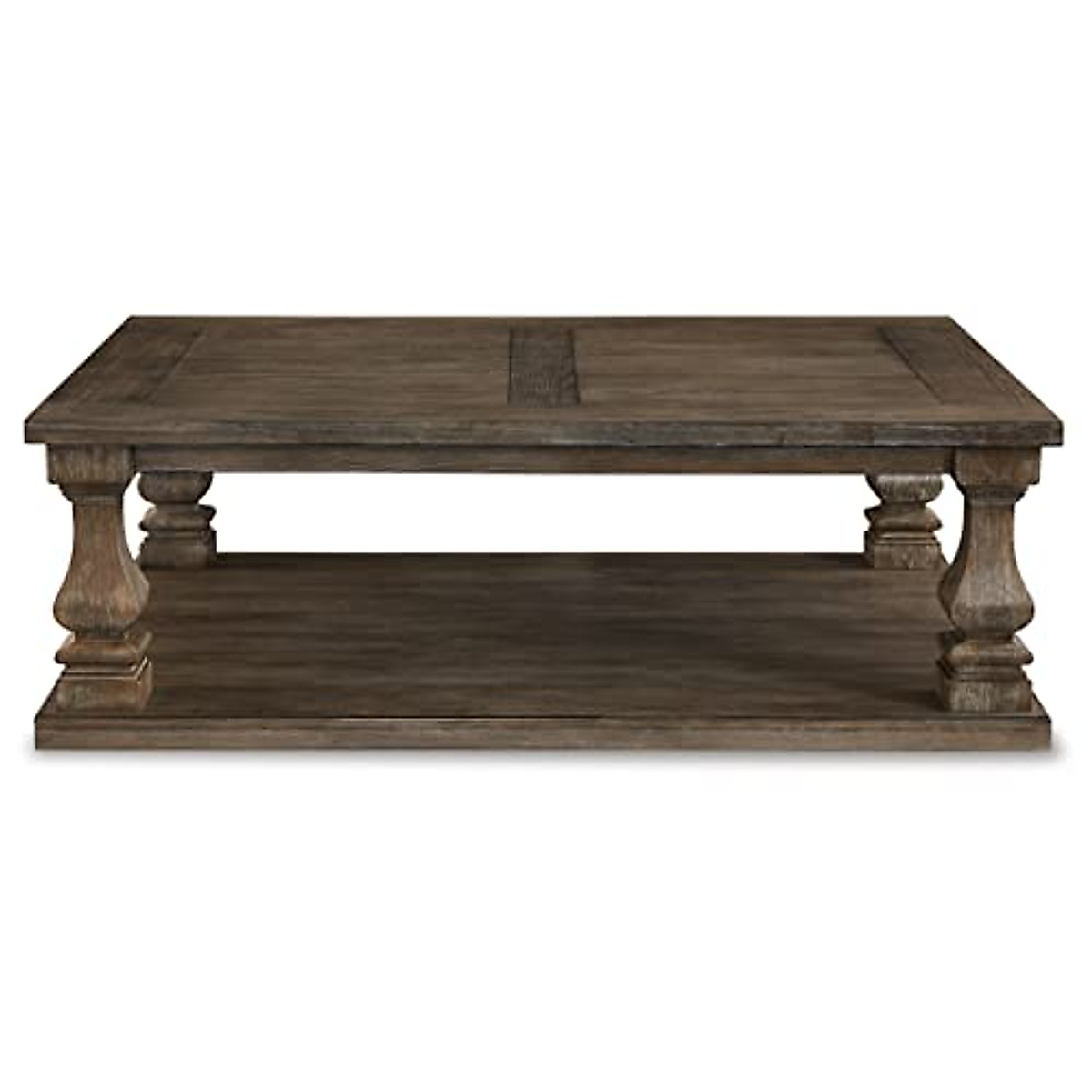 Signature Design by Ashley Johnelle Farmhouse Coffee Table with Weathered Gray Finish, Gray and Modern Country Rectangular End Table, Weathered Brown