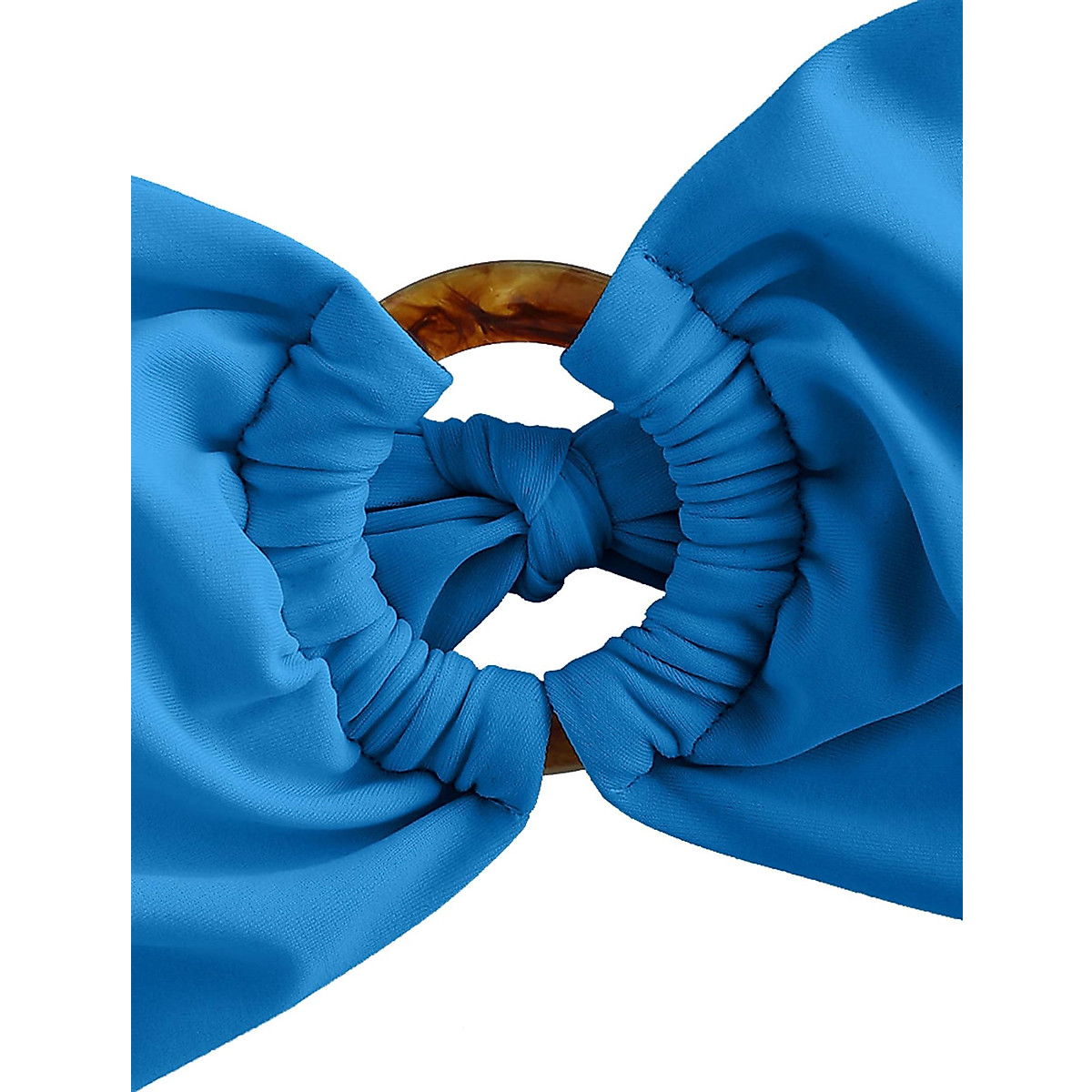 ZAFUL Women's Bandeau Bikini O Ring Strapless Tie Back High Cut Two Piece Swimsuit Bathing Suits (0-Deep Blue, M)