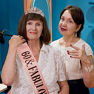 AOPRIE Birthday Crown for Women 60 & Fabulous Birthday Sash for Women Girls Rose Gold Birthday Tiara 60th Birthday Gifts Decoration for Women Princess Crown Rhinestone Headband Happy Birthday