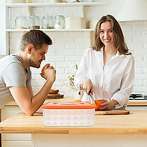 YARNOW 3 Layer Dumpling Freezer Box Refrigerator Dumpling Storage Box Fresh- Keeping Food Storage Containers with Lid for Home Kitchen Refrigerator Orange