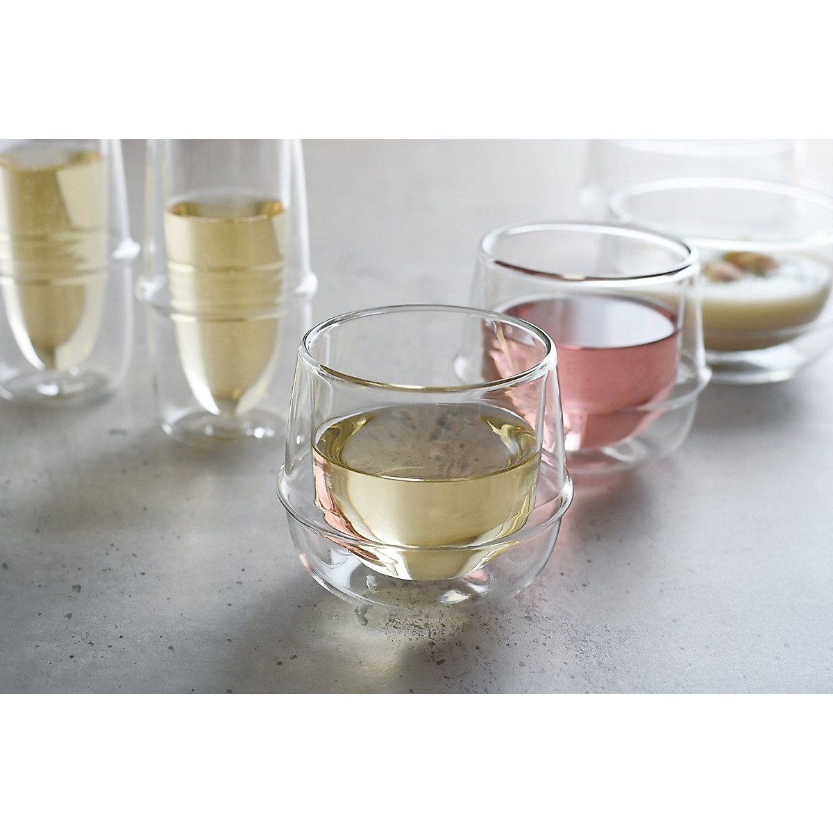 Double-Walled Kinto KRONOS Wine Glass - Maintains Temperature - Prevents Condensation - Set of 2-250 ml (8.45 fl. oz.) each