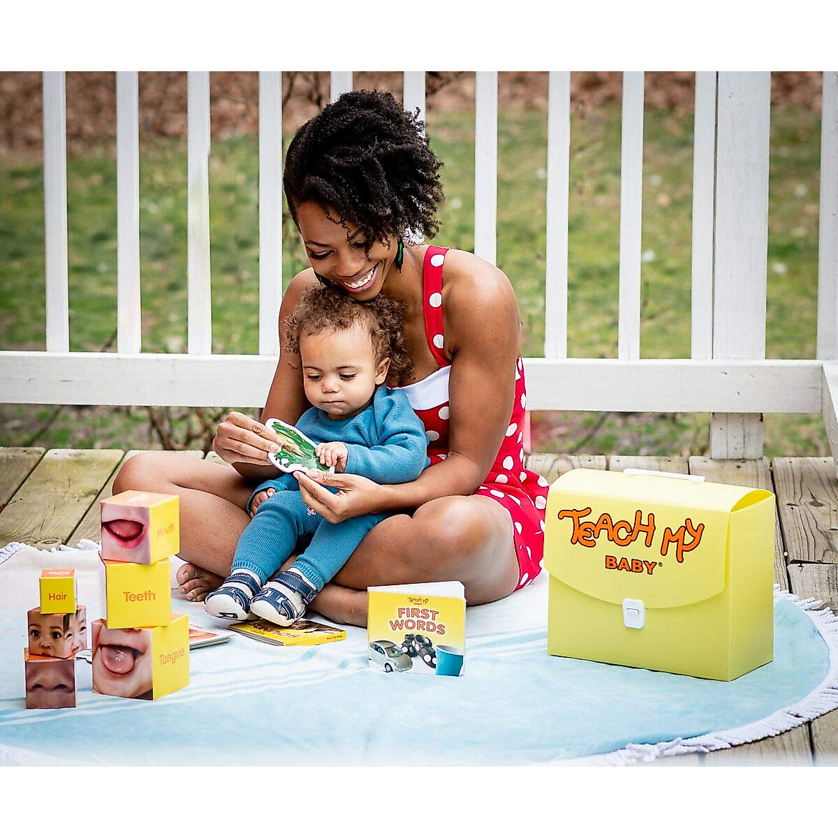 Teach My -Toys Baby Learning Kit: Screen Free Learning Toy , 6 Mos+ Finger Puppets, Board Books, Stacking Blocks To Teach Baby First Words, Numbers, Self and Sounds. Teaching Guides, Storage Case, Multi