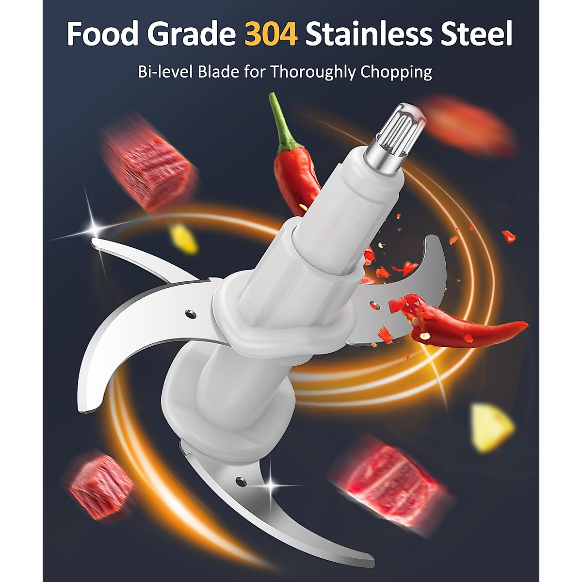 KOIOS Small Food Processor with 2 Bowls (8 Cup+8 Cup) & 2 Sets Bi-level Blade, 2L Electric Food Chopper Meat Grinder for Meat/Vegetable/Fruits/Nuts/Baby Food, 500W, 2 Speed Modes