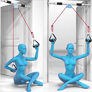 NISDOKR Multi Exercise Doorway Traction Device - Home Rehab Station for Shoulder, Waist, and Neck Recovery - Pull Up Bar, Pulley System, Cervical Hammock for Pain Relief and Flexibility