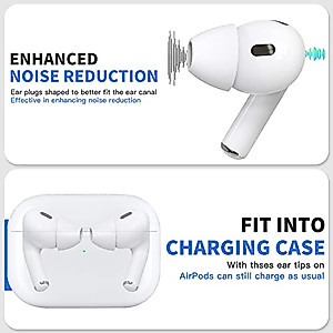 4 Pairs Ear Tips for AirPods Pro 1 & 2 [Relief Pain] [Fit in Case] Noise Cancellation Add Grip Sport Earbuds [US Patent Registered]