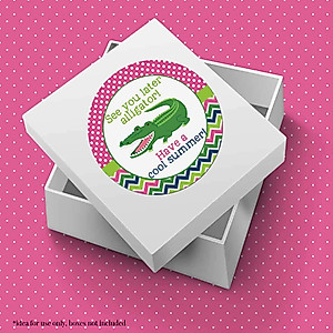 Later Gator End of The School Year Teacher Appreciation Thank You Sticker Labels for Girls, 40 2" Party Circle Stickers by AmandaCreation, Great for Envelope Seals & Gift Bags