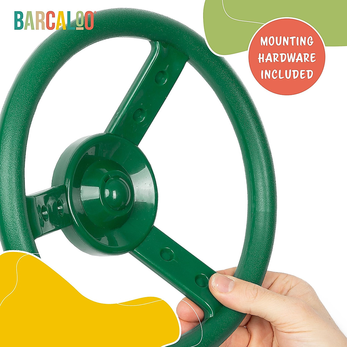 Barcaloo Playground Equipment Steering Wheel, Jungle Gym Accessory for Backyard Swing Set, Driving Wheel for Kids, Easily Mounted on Any Wall Panel, Swing Set Steering Wheel for Toddler
