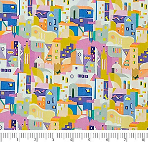 Stitch & Sparkle Colorful Vacation Collection, Purple Santorini, 100% Cotton Fabric, 44" Wide, Cut by The Yard