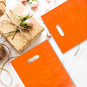 40PCS Orange Plastic Gift Bags Candy Bags Die Cut Plastic Bags are Sturdy Party Assorted Plastic Bag Gift Bag