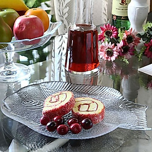 Pasabahce Premium Large Glass Serving Platter, Unique Design Food Tray, Great for Fruit, Cheese, Cake, Salad, Meals, Fish Shape Textured