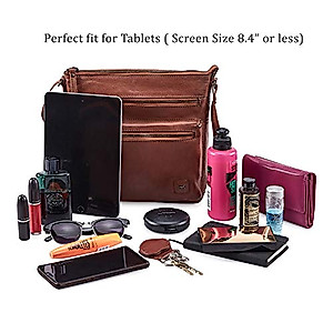 Wise Owl Accessories Real Leather Small Crossbody Handbags & Purses for Women -Premium Crossover Over the Shoulder Bag (Cognac Washed Vintage)