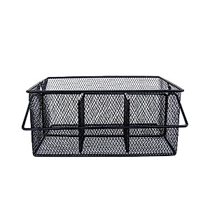 Maypes Utensil Caddy -Silverware Caddy for Parties, Spoon Holder, Buffet Organizer for Condiments, Napkin, Forks, Knives -Stainless Steel Flatware Caddy for Home, Picnics or Entertaining Evens (Black)