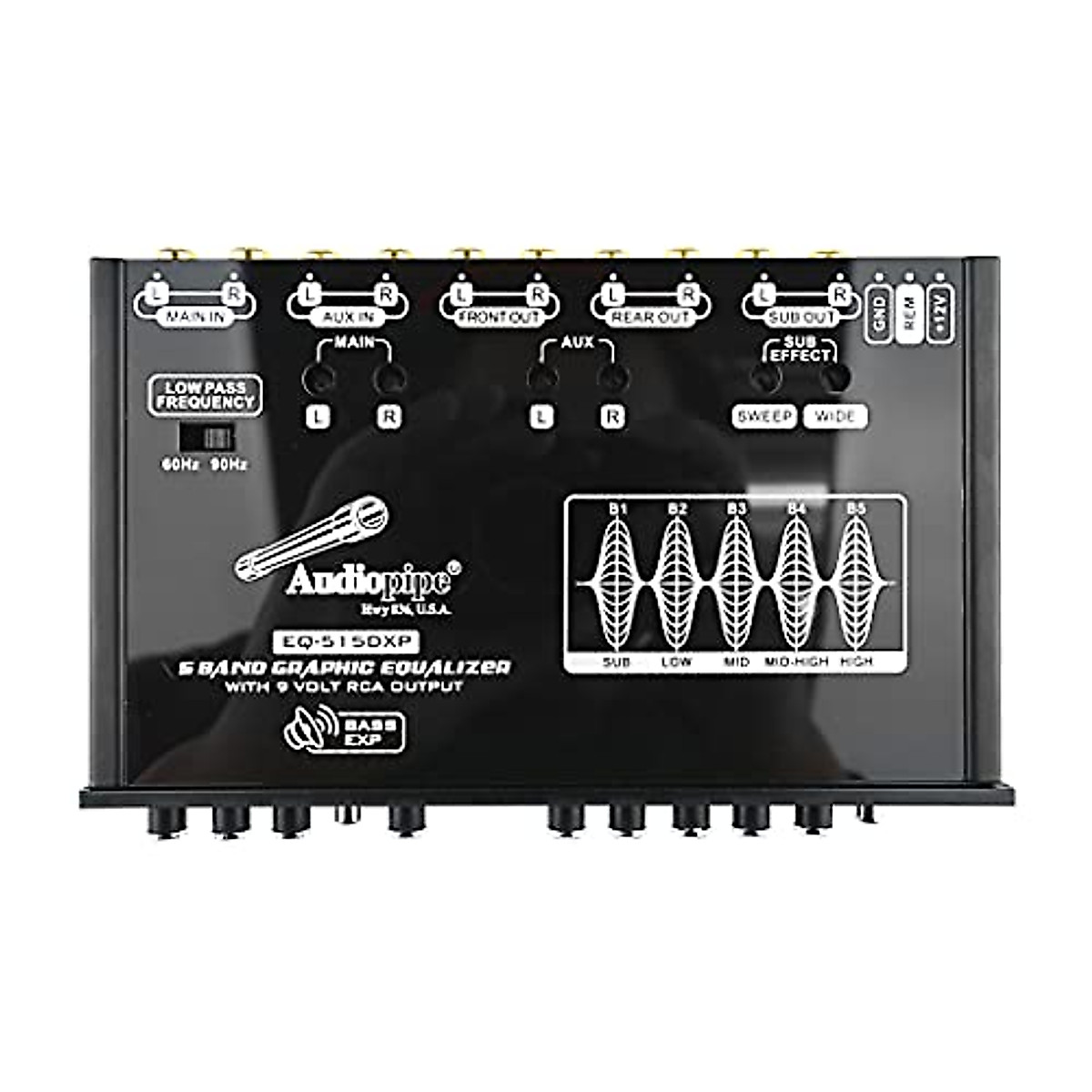 Audiopipe EQ-515DXP - 5 Band Graphic Equalizer with 9 Volt RCA Output (EQ-515DXP - 5 Band Graphic Equalizer with 9 Volt RCA Output)