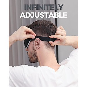 MZOO Luxury Sleep Mask for Back and Side Sleeper, Completely Block Out Light Sleeping Eye Mask for Women Men, Zero Eye Pressure 3D Contoured Night Blindfold, Breathable & Soft Eye Shade Cover Black