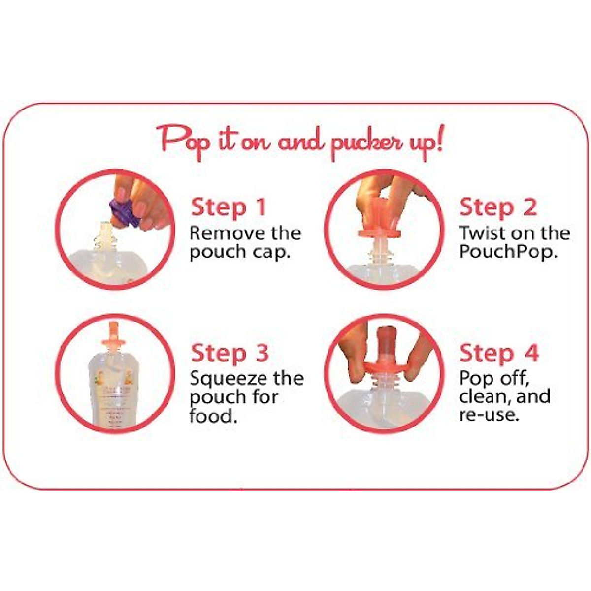 PouchPop Topper 4 Count for Pouch Feeding, 4 Months Plus