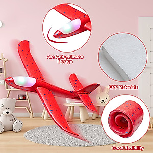 3 Pack Foam Airplane Toys,LED Foam Glider Planes,17.5" Large Throwing Foam Plane,2 Flight Mode Glider Flying Toy for Kids Birthday Gift for 3 4 5 6 7 8 9 Year Old Boys Girls Outdoor Sport Party Favors