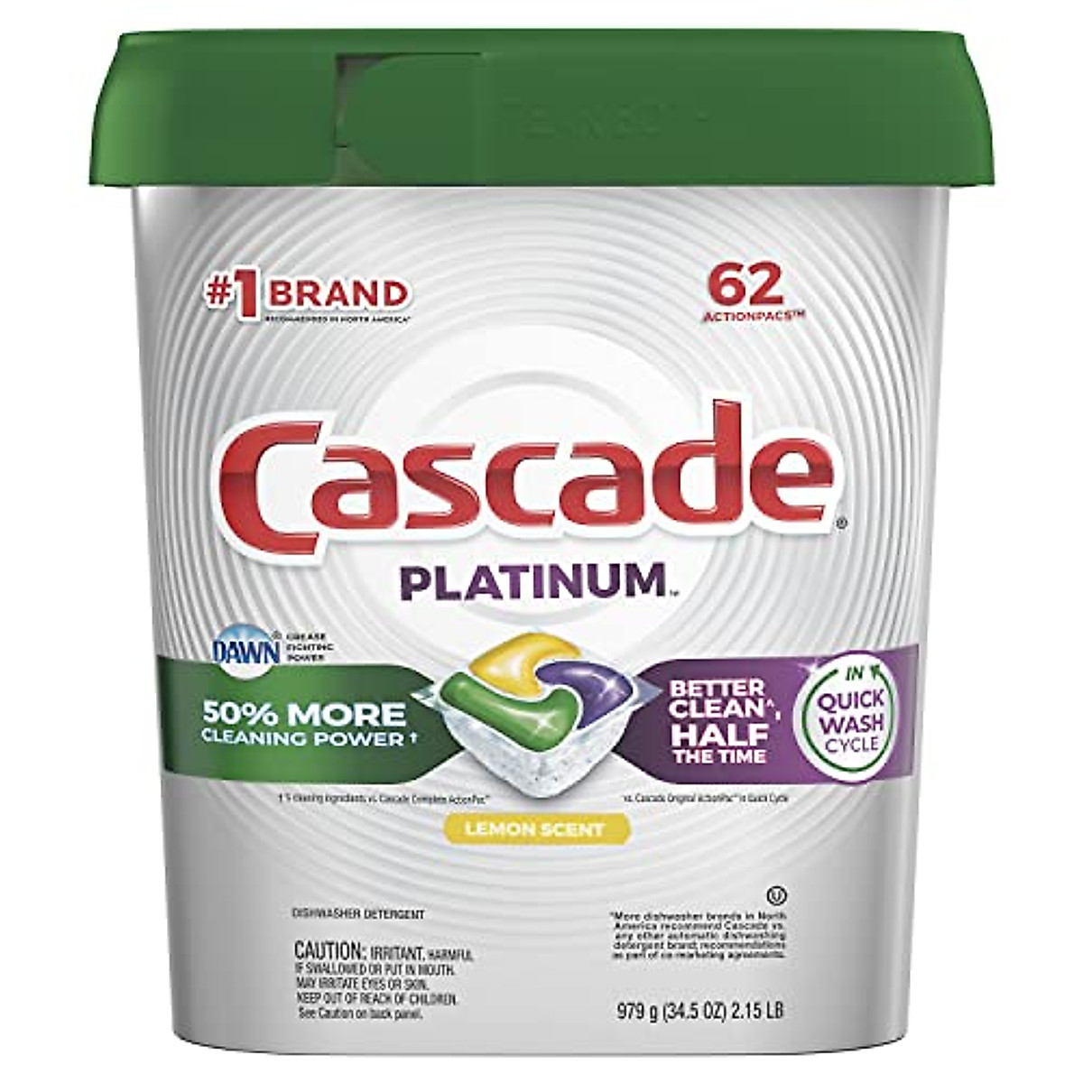 COMFEE' Portable Dishwasher Countertop, Dishwasher for Apartments& RVs & Cascade Platinum Dishwasher Pods, ActionPacs Dishwasher Detergent, Lemon, 62 Count