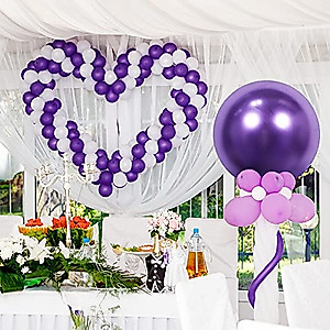 6 Pieces 36/ 18 Inch Giant Metallic Balloons Extra Large Latex Jumbo Chrome Balloons for Birthday Wedding Baby Shower Valentine's Day Party Decoration (Purple,18 Inch)