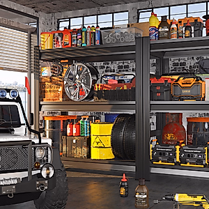 PRESTELION 36" H Garage Shelving Unit-Adjustable 3-Tier Heavy-Duty Metal Storage Rack|1000 lbs Capacity Shelf|Easy Assembly Shelves & Rust-Resistant|Perfect for Garage,Basement,Workshop Organization