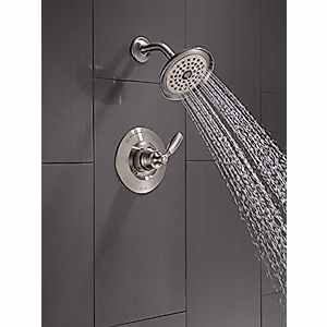 Delta Faucet Woodhurst 14 Series Single-Handle Shower Trim Kit, Shower Faucet with Single-Spray Touch-Clean Shower Head, Stainless T14232-SS (Valve Not Included)