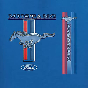 Ford Mustang Classic Pony USA Logo Emblem Cars and Trucks Front and Back Men's Graphic T-Shirt, Royal, Large