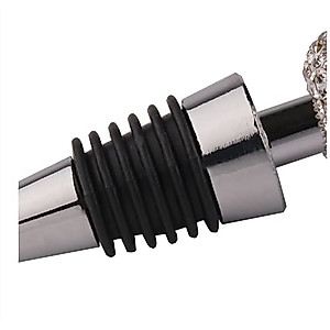 2 pack GSRYPC Bling Bling Decorative Crystal Diamond Wine Stopper ,Zinc Alloy Silicone Crystal Wine Toppers Stopper Wine Set Accessories For Gifts, Bar, Holiday Party, Wedding（Silver+pink)