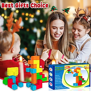 Dolanus Magnetic Blocks for Toddler Toys - 40 Pieces, Max Magnets Strong Magnetic Building Tiles for Kids, STEM Sensory Cube for Preschool, Gift for Boys Girls Age 3 4 5 6 7 Year Old, 1.0 Inch