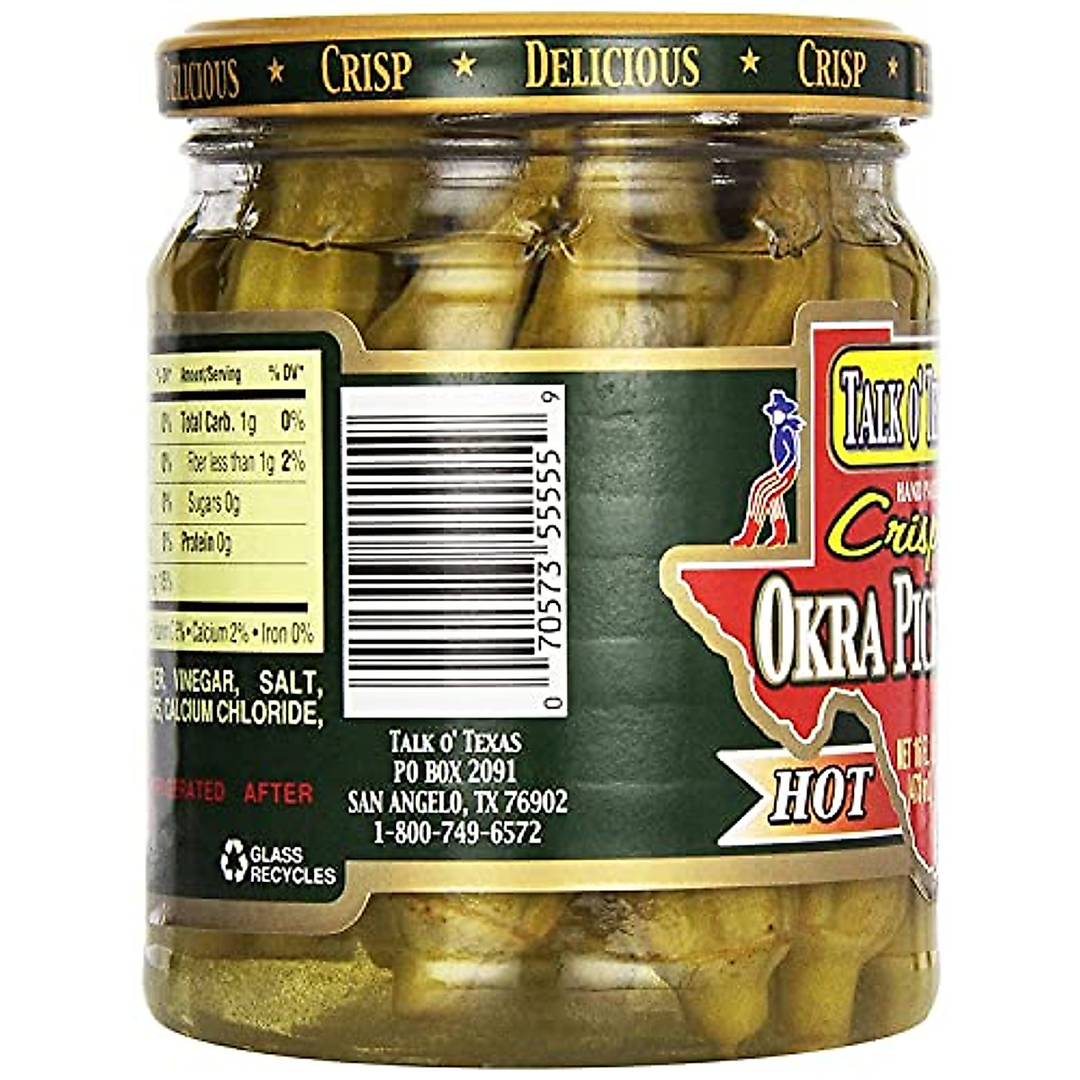 Talk O Texas Okra Pickles, Hot, 16 oz (Pack of 2)
