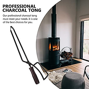 Happyyami 3 pcs fireplace carbon clip barbeque tool barbecue carbon clip Heavy- Duty Log campfire log grabber fire place accessories dessert tong bbq tongs garbage tong long iron pliers Wood