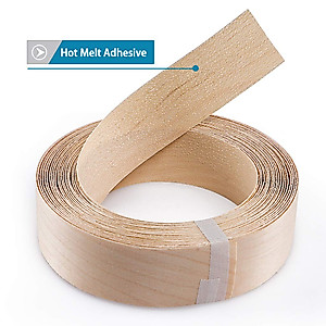Skelang Birch Wood Veneer 1-1/2” x 26’, Wood Edge Tape with Adhesive, Flexible Wood Edgebanding Strip for Shelving, Cabinetry, Furniture